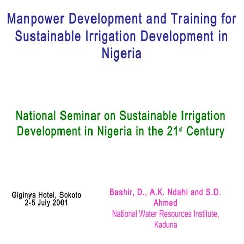 Manpower dev and training for effective irrigation services | PPT