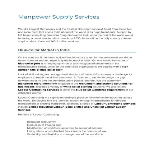 Manpower Supply Services | PDF