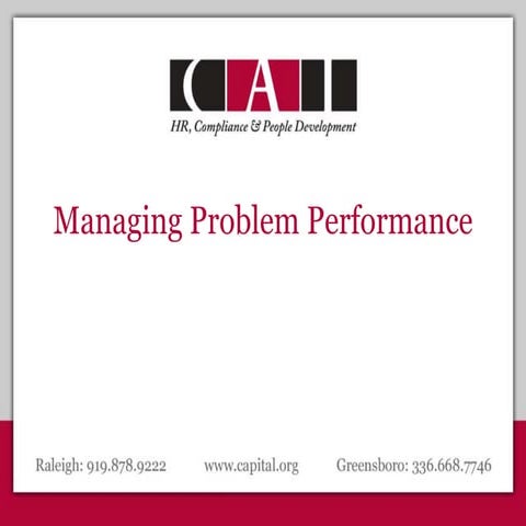 Conduct vs. performance documenting employee performance issues. | PPTX