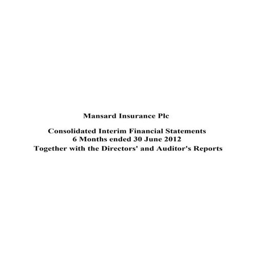 Mansard Insurance Annual Report 2012 | PDF