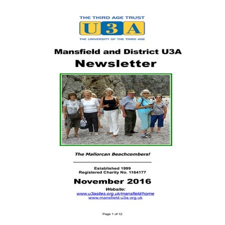 Mansfield U3A Newsletter: November 2016 | PDF