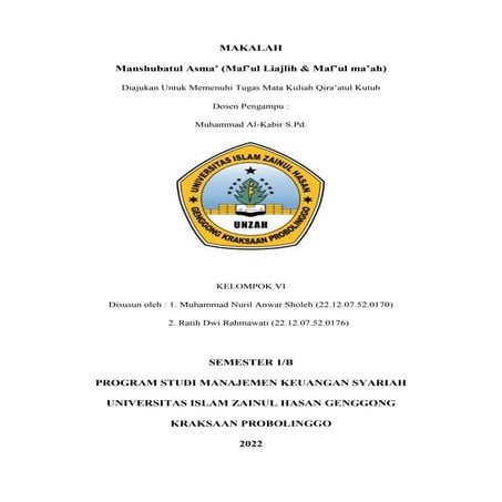 Manshubatul Asma’ (Maf’ul Liajlih & Maf’ul ma’ah).docx