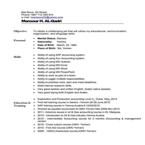Mansour cv new. | DOC