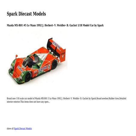 Spark Diecast Cars - Spark Model Car Catalogue | PDF