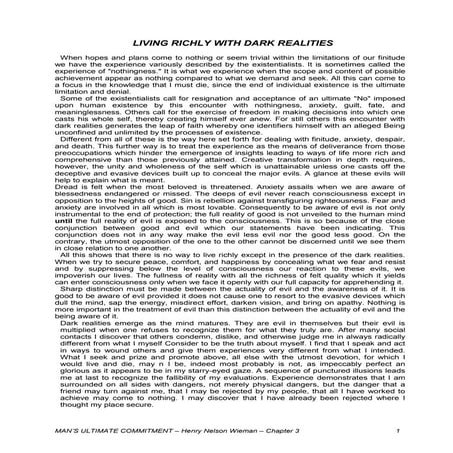 Man's utimate commitment henry nelson wieman chapter 3 | PDF