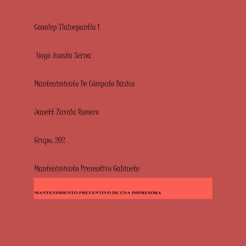 Mantenimiento a impresoras | DOCX | Computer Peripherals | Computing