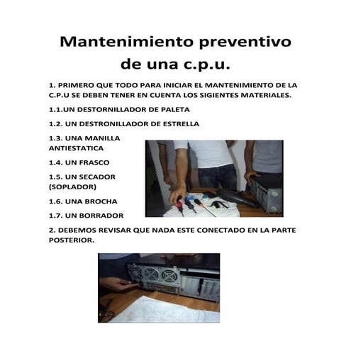 Mantenimiento preventivo | DOCX | Computing | Technology & Computing