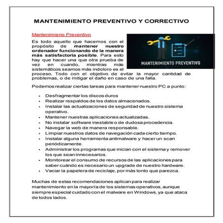 Mantenimiento preventivo y correctivo | DOCX