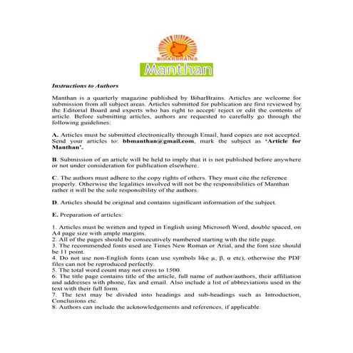MANTHAN_Instructions_to_Authors | PPT