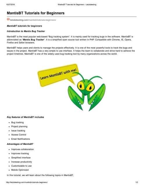 User manual for mantis | PDF