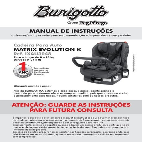 Cadeira Matrix Evolution K (Manual) - Burigotto | PDF