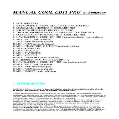 Manual Cool Edit | PDF