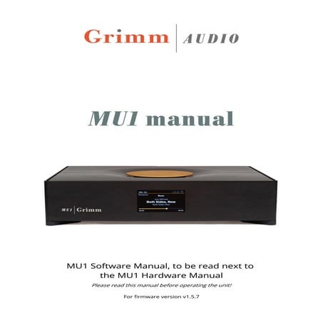 Grimm Audio Manual-MU1-Software - High End Hifi Music Streamer | PDF
