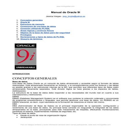 Manual oracle 9i | DOC