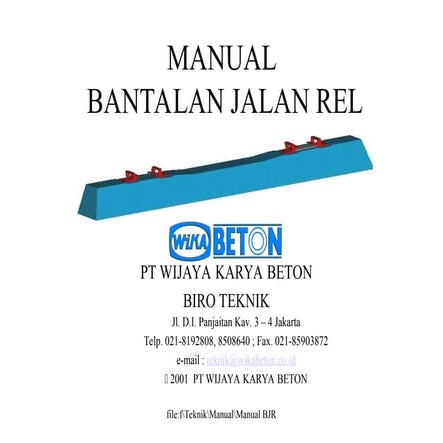 Manual Bantalan Jalan Rel Kereta Api (Guidebook) | PPT