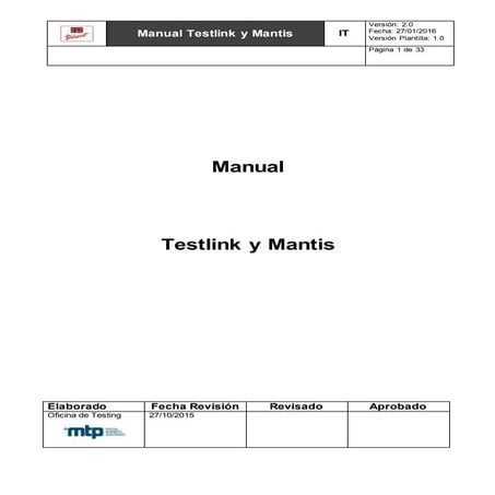 Manual completo Testlink y Mantis | DOCX
