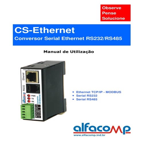 Manual do Conversor Serial Ethernet CS-Ethernet | PDF