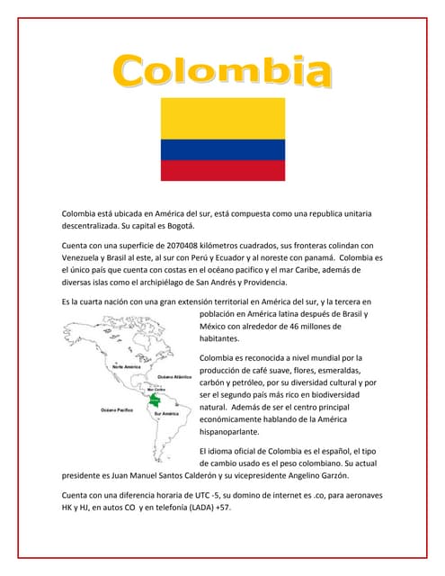 Información general de colombia. | PDF