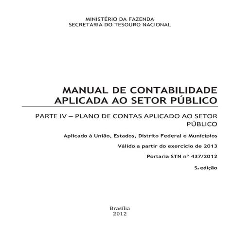 Manual de contabilidade aplicada ao setor público plano de contas | PDF
