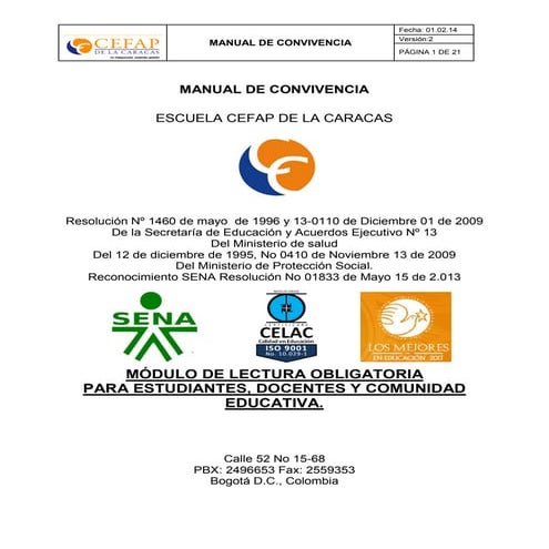 Manual de convivencia 2014 | PDF