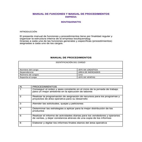 Manual de funciones y manual de procedimientos | PDF