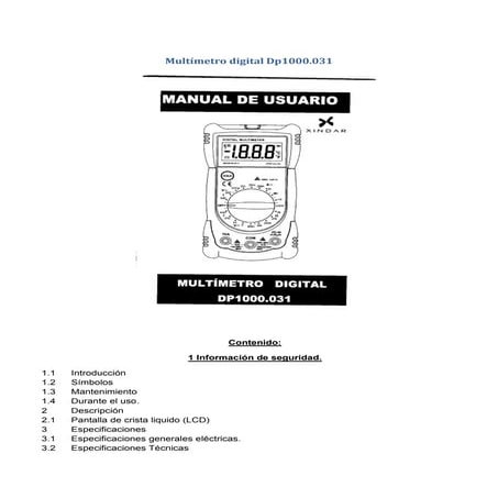 manual del usuario Multimetro | PDF