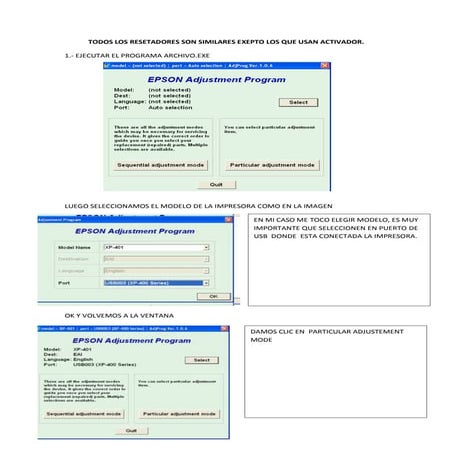 Manual de reseteo epson | PDF