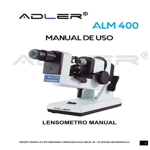 Manual de uso alm 400 lensometro | PDF