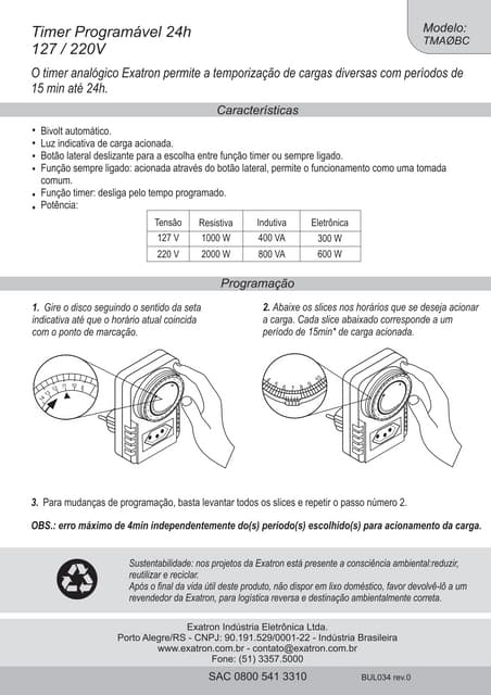Manual do usuário TIMER TEMPORIZADOR DIGITAL - ATÉ 8 PROGRAMAÇÕES