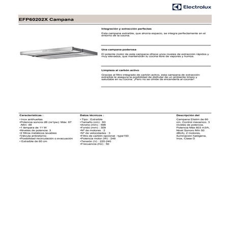 Manual electrolux campana efb90566dx | PDF