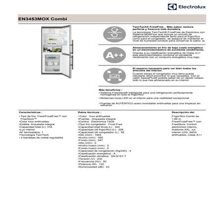 Manual electrolux frigorífico en3853oox | PDF