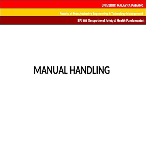 Manual Handling _ part of occupational safety and health | PPT