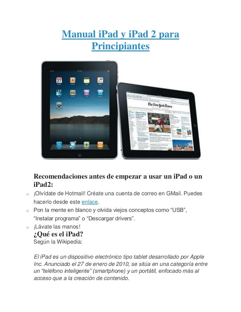 Manual ipad y ipad 2 para principiantes