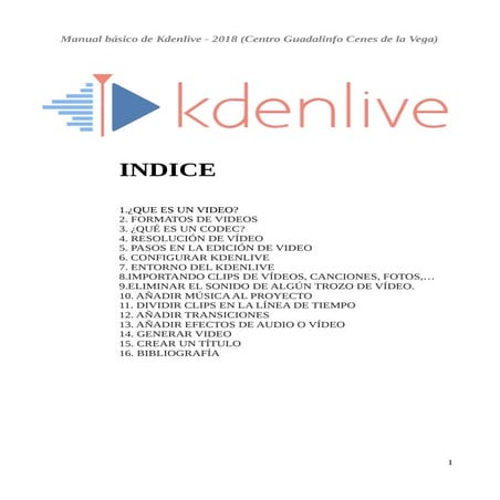 Manual sobre Edición de Vídeo con Kdenlive 2018 | PDF