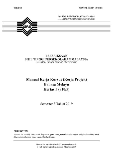 Manual panduan penulisan esei ilmiah kerja kursus bm p3 2019 | PDF