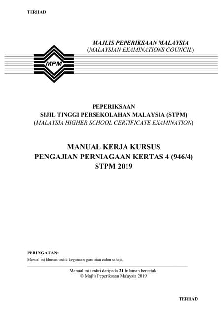 Manual kerja kursus bm p3 9105 2019 | PDF