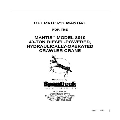 MANUAL GENERAL GRUA MANTIS 8090 PARA 2025 | PDF