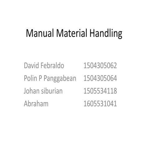 Manual material handling | PPTX