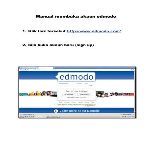 Manual membuka akaun edmodo | DOCX