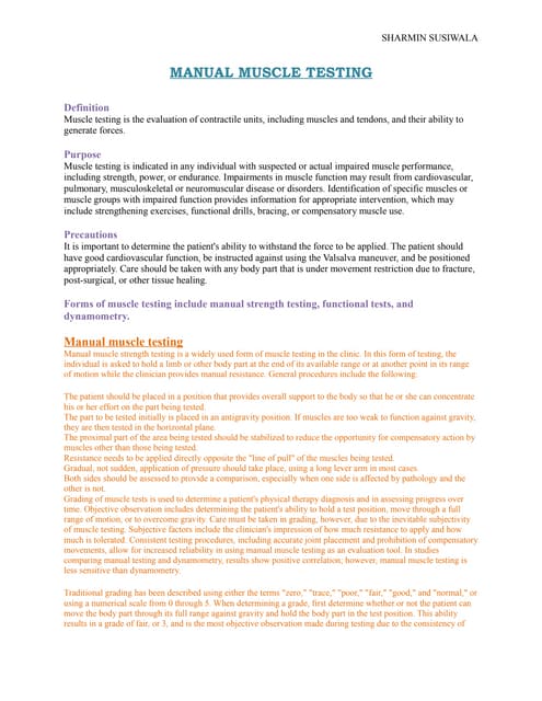 Manual muscle testing | PDF