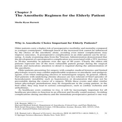 Manual of geriatric anesthesia | PDF
