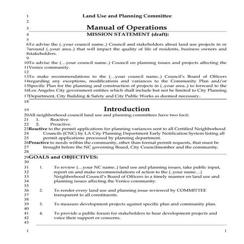 Planning and Land Use 101 - Manual of Operations | PDF