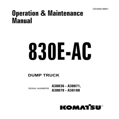 Manual operacion y mantenimiento 830 ac | PDF