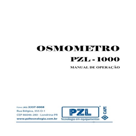 Manual Osmômetro PZL-1000 | PDF
