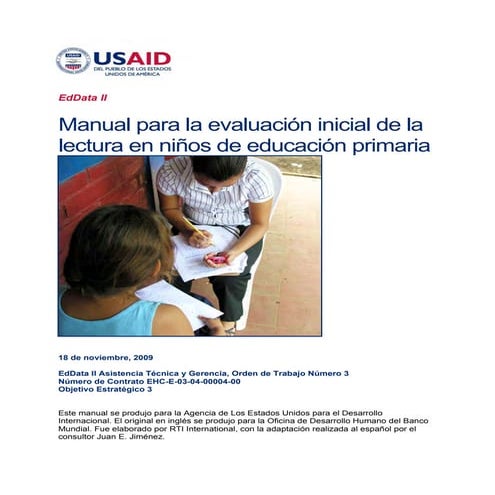 Manual para la evaluacioón inicial de la lectura | PDF