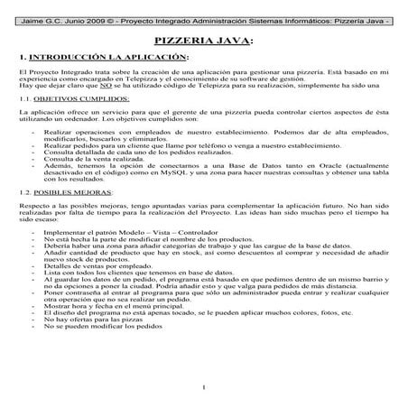 Manual Pizzeria Java (basado en aplicación Telepizza) | PDF