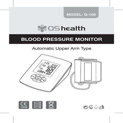 Q-100 QS HEALTH BLOOD PRESSURE MONITOR | PDF