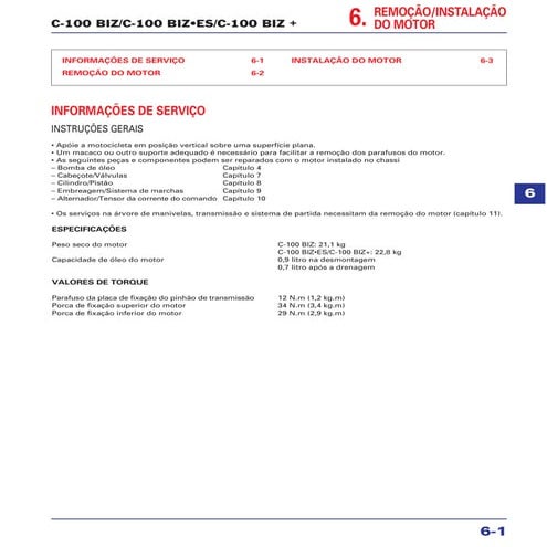 Manual serviço c 100 biz c-100 biz es c-100 biz+ (2002) - 00 x6b-gce ...