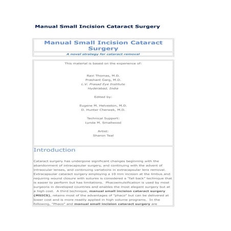 Manual small incision cataract surgery | DOC