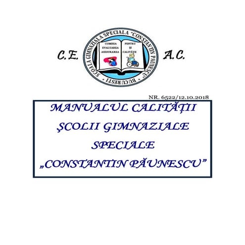 Manualul calitatii 2018 2019 | PDF